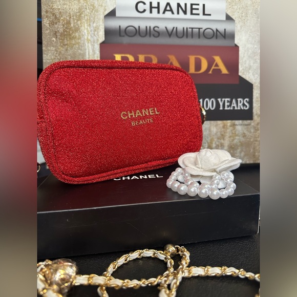 CHANEL | Bags | Chanel Beauty Red Cosmetic Zippered Case New | Poshmark